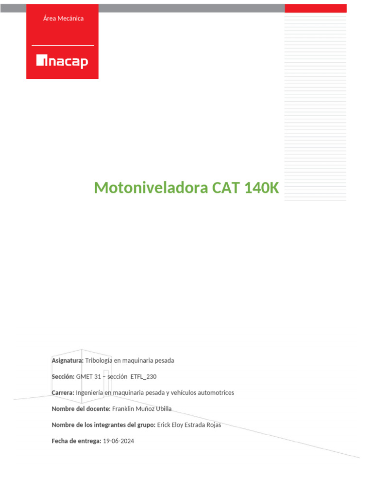 Motoniveladora CAT 140K | PDF | Lubricante | Rodamiento (Mecánico)