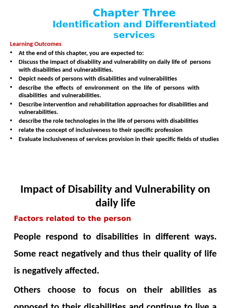 Inclusiveness Chapter Three Pawor Point | PDF | Disability | Optimism
