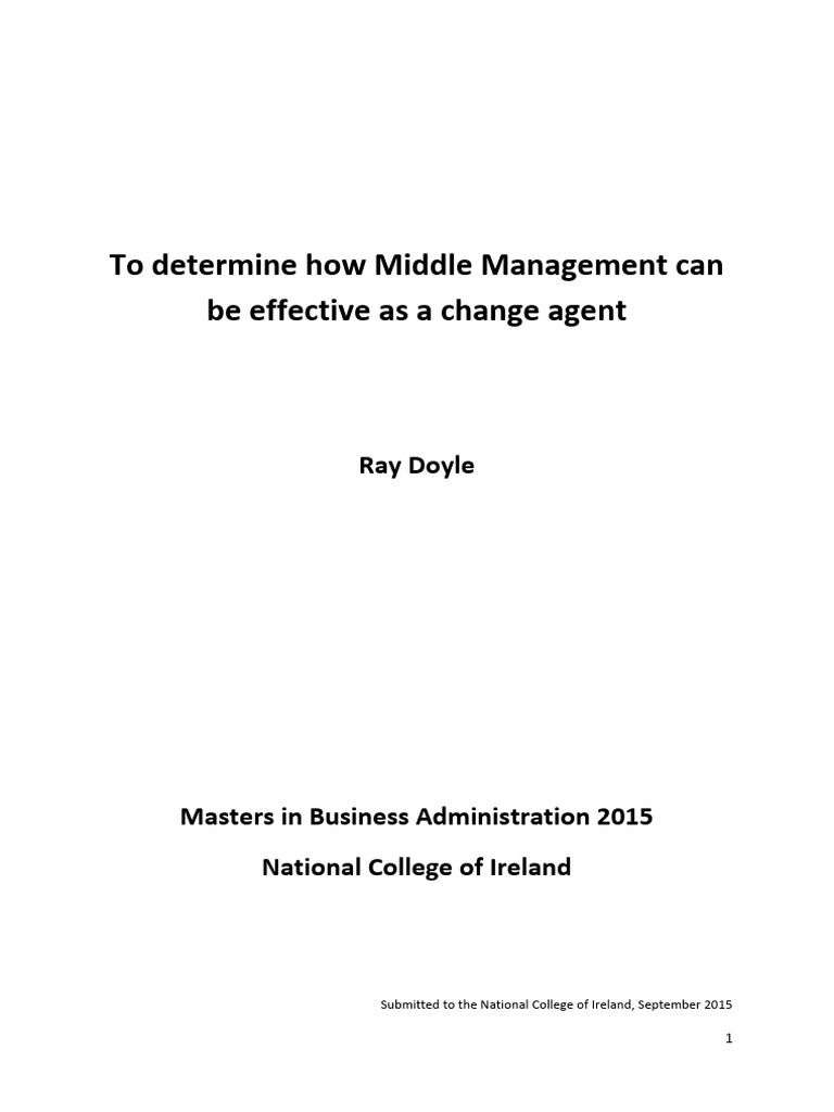 Determine How Middle Management Can Be Effective As A Change Agent | PDF | Change Management ...