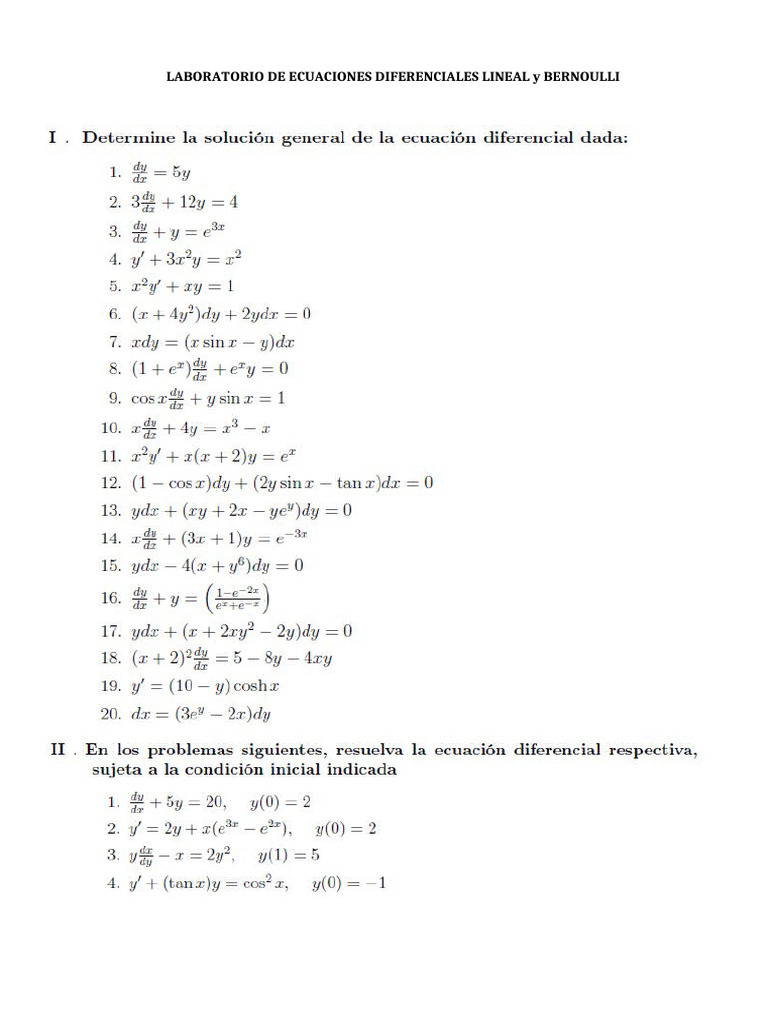 laboratorio de EDO lineal - BERNOULLI | PDF