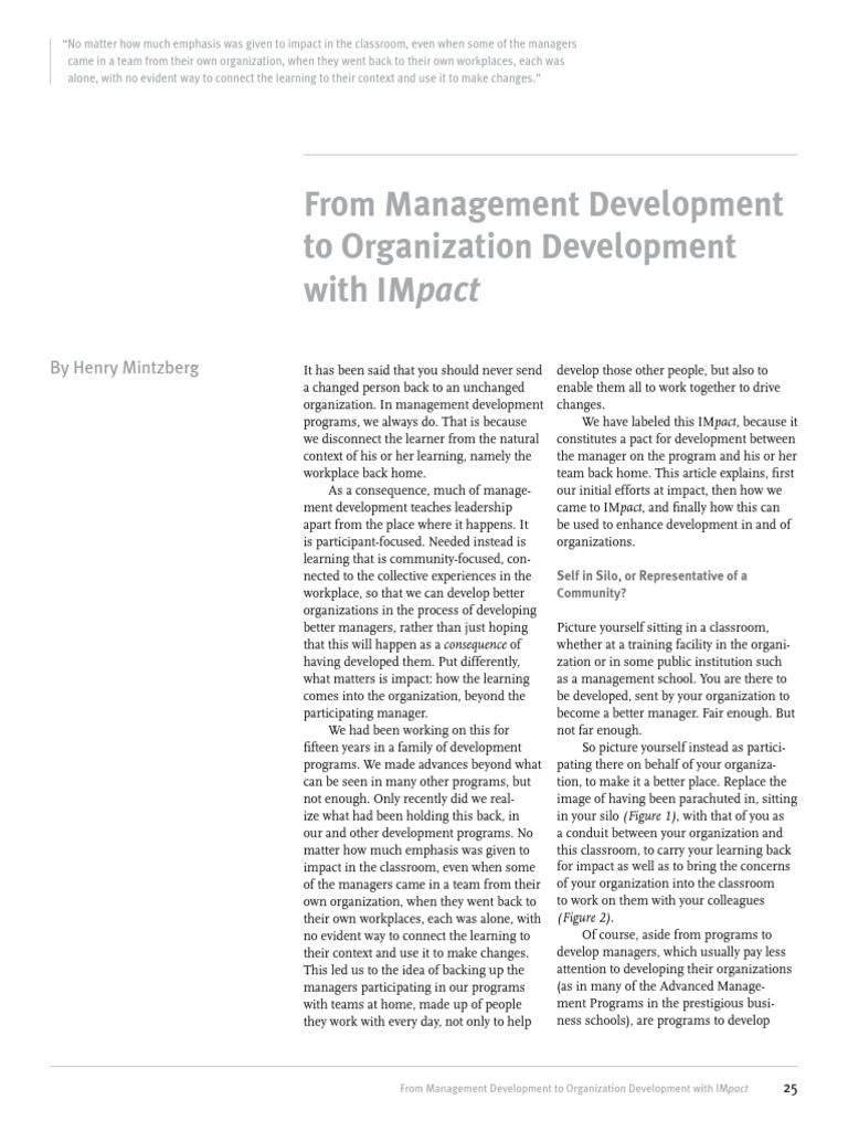 From Management Development To Organization Development With Impact ...