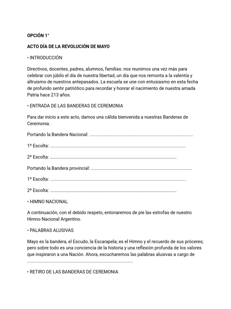 Glosas y Palabras Alusivas 25 de Mayo Día de La Revolución de Mayo ...