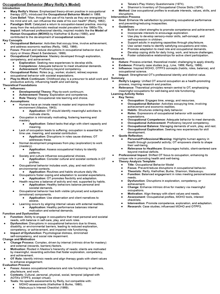Occupational Behavior Model | PDF | Occupational Therapy | Motivation