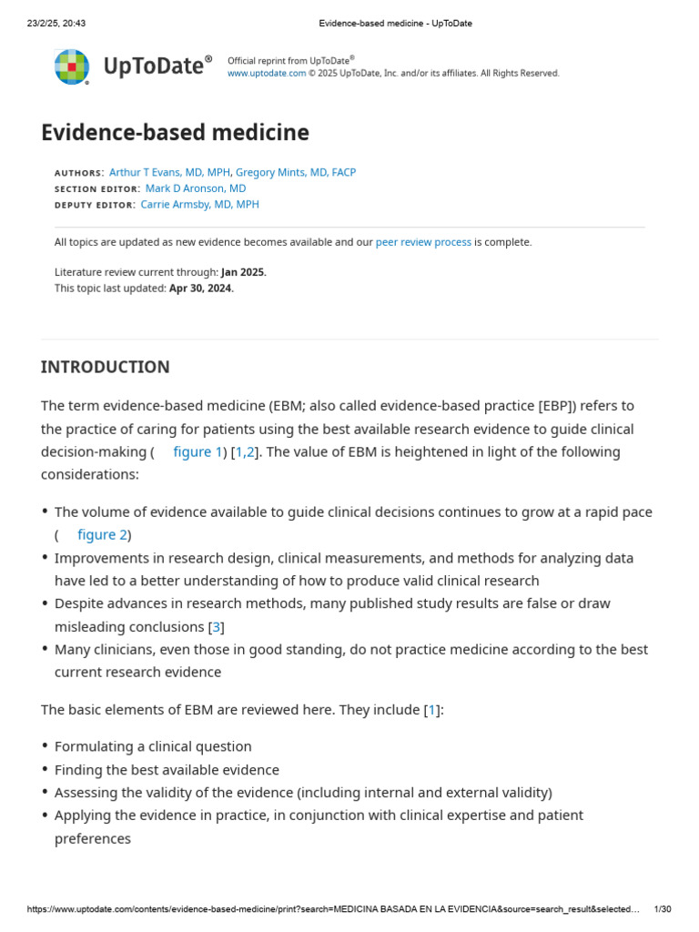 Evidence-Based Medicine - UpToDate | PDF | Evidence Based Medicine ...