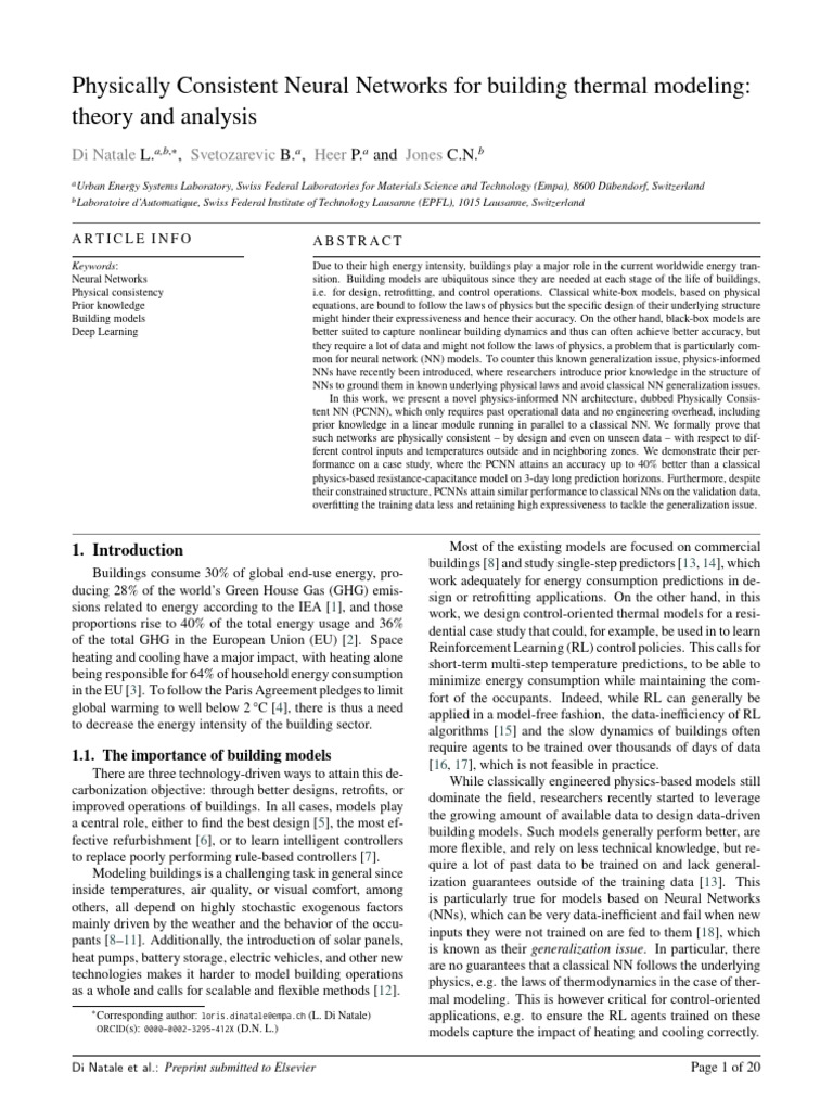 Physically consistent neural networks for building | PDF | Heat | Temperature