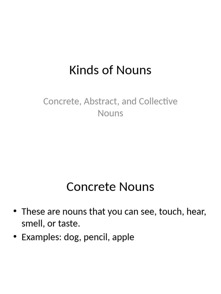 Types of Nouns Explained: Concrete, Abstract, Collective | PDF