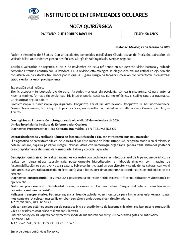 Ruth Robles Jarquin | PDF | Ojo humano | Catarata