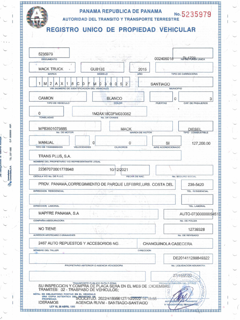 Registro Veh Bl1728 | PDF