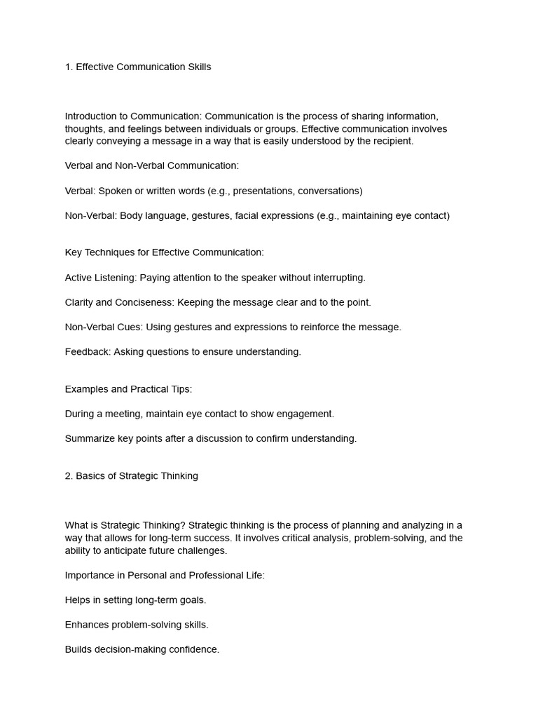 Effective Communication Skill | PDF | Communication | Nonverbal ...