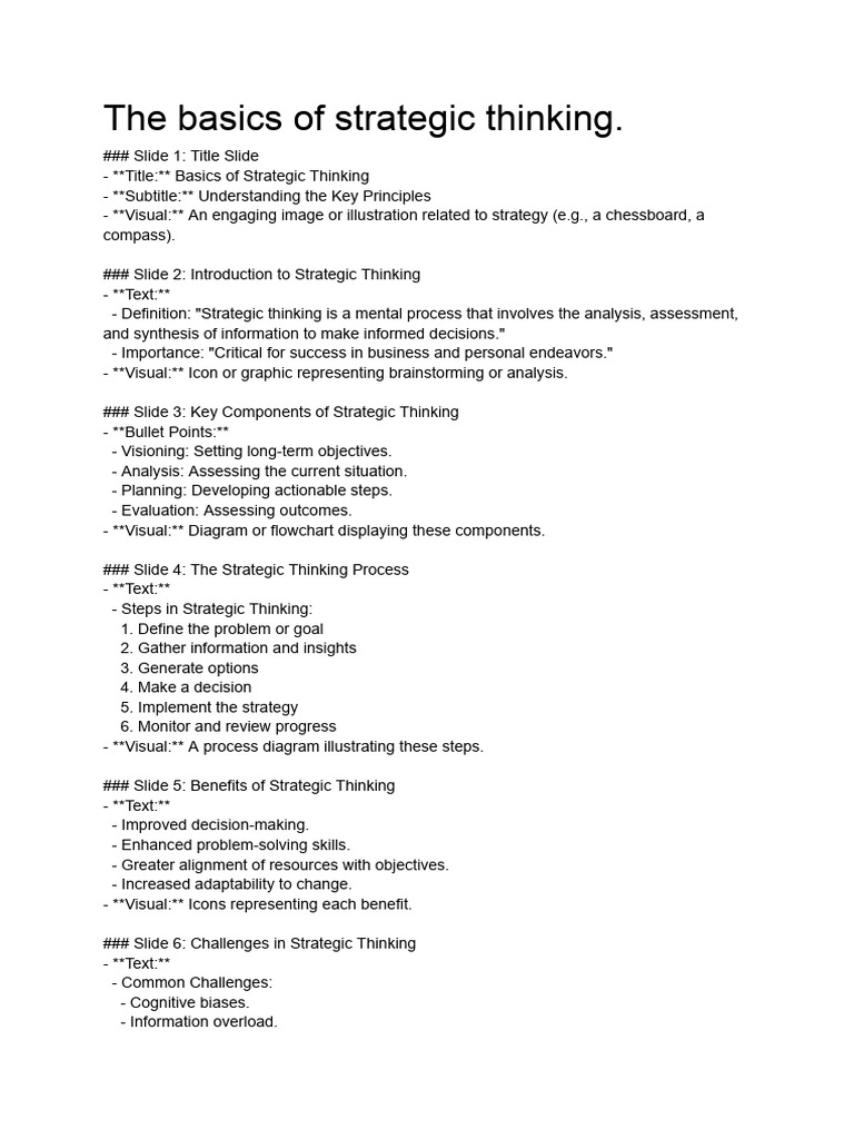 The Basics of Strategic Thinking | PDF | Strategic Thinking | Thought