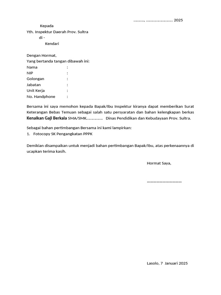 Contoh Permohonan Bebas Temuan | PDF