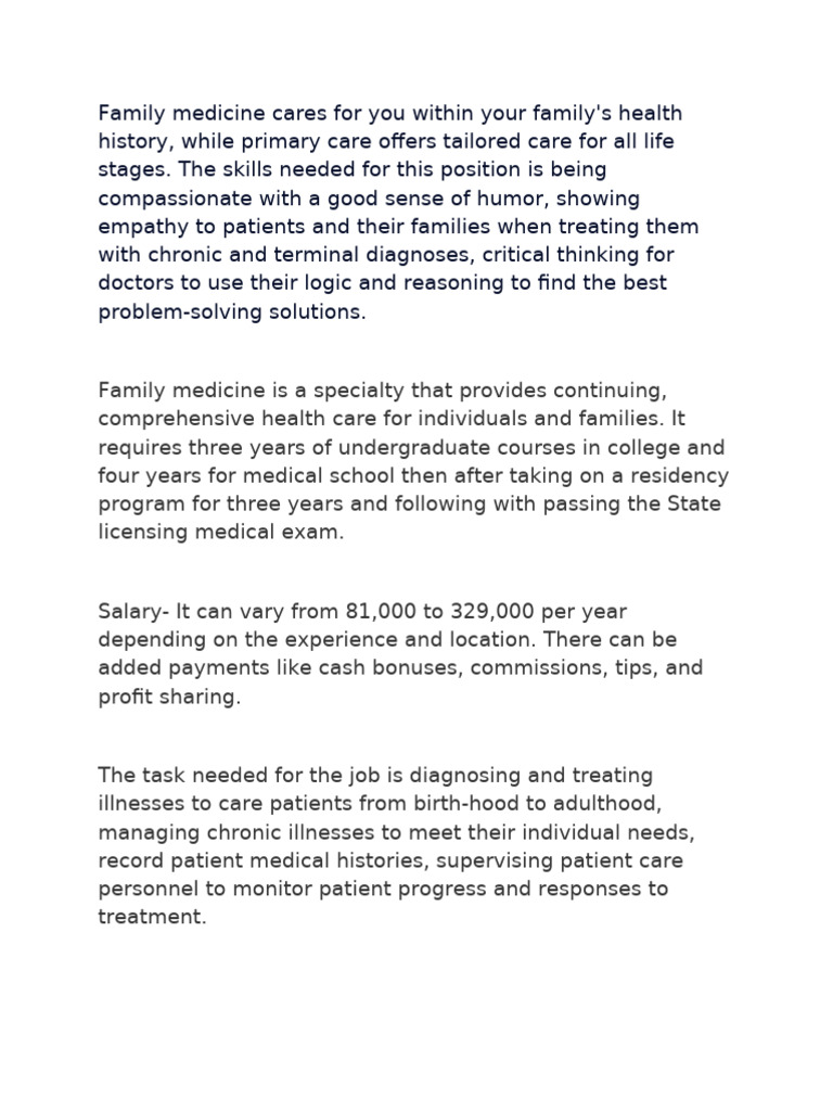 Family Medicine: Comprehensive Care Overview | PDF