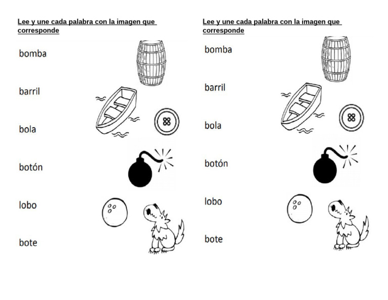 Lee y Une Cada Palabra Con La Imagen Que Corresponde | PDF