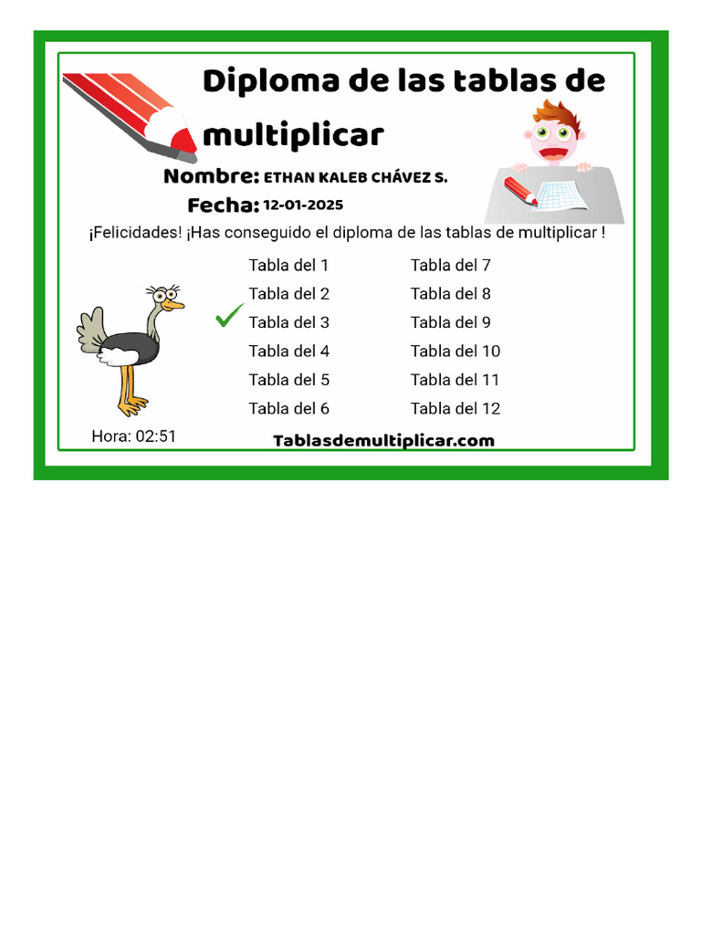 Tablas de Multiplicar Del 1 Al 12 - Tablasdemultiplicar.com | PDF