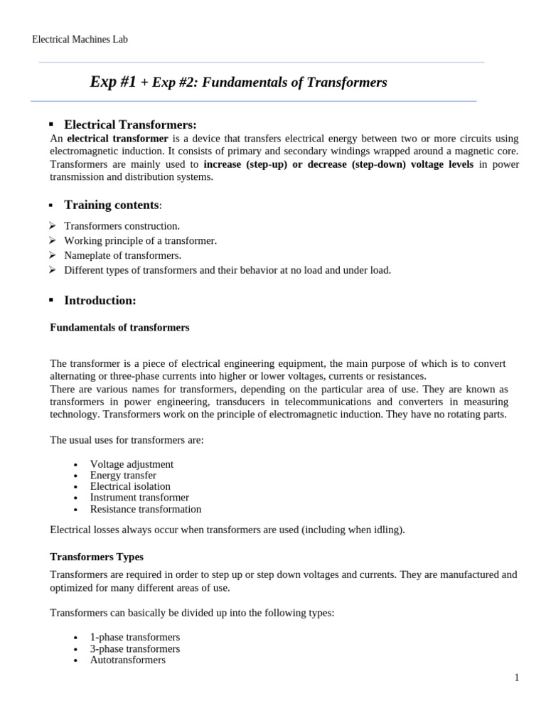 Exp 1 + Exp 2 Transformers - Hera Original Exp | PDF | Transformer | Inductance