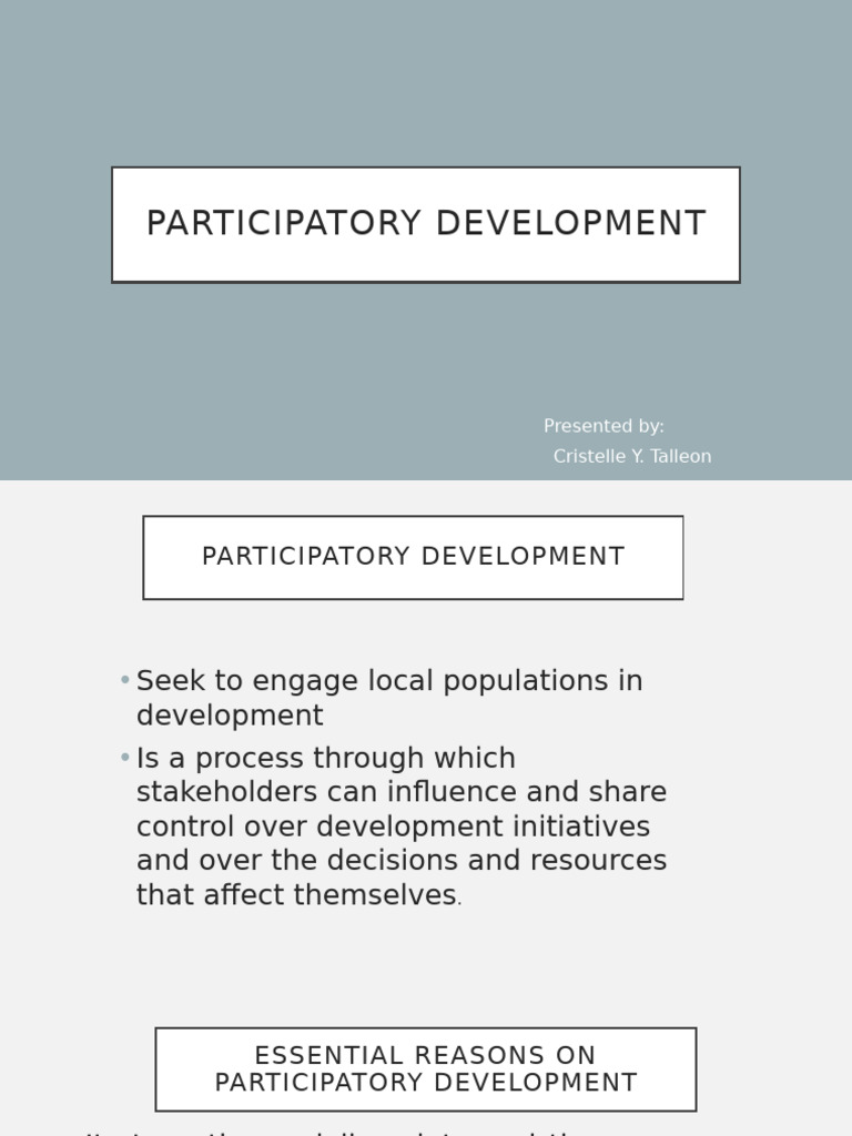 Understanding Participatory Development | PDF | Community | Non ...