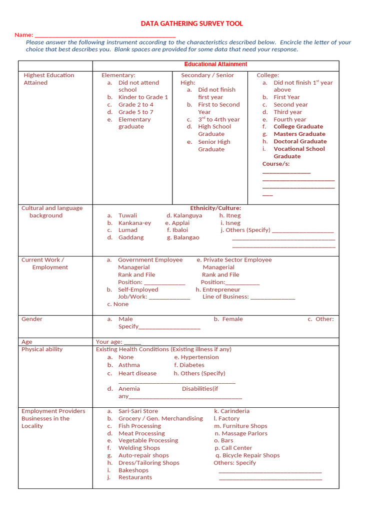 Data Gathering Tool | PDF