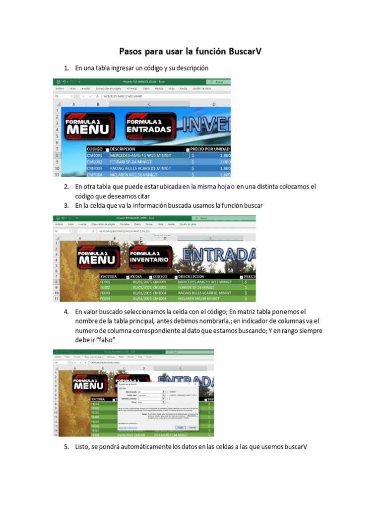 Pasos para Usar La Función Buscarv: Debe Ir "Falso" | PDF