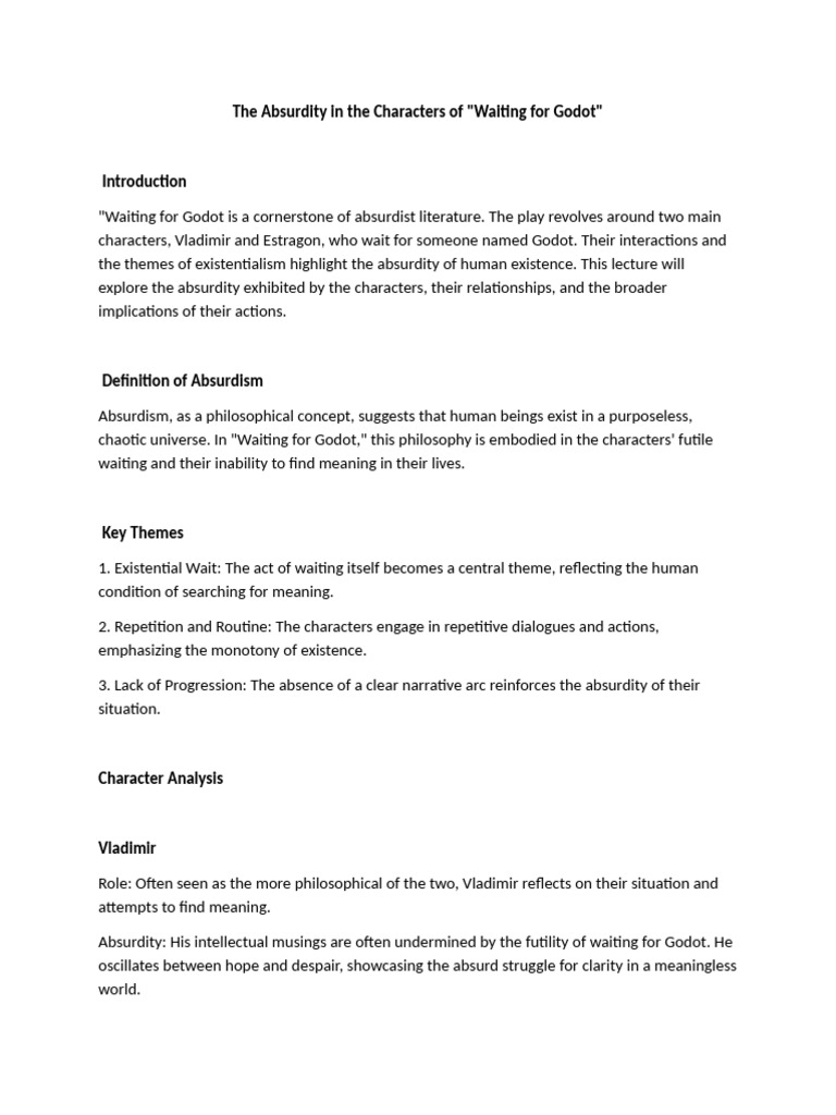 Absurdity of The Characters in Wating For Godot | PDF