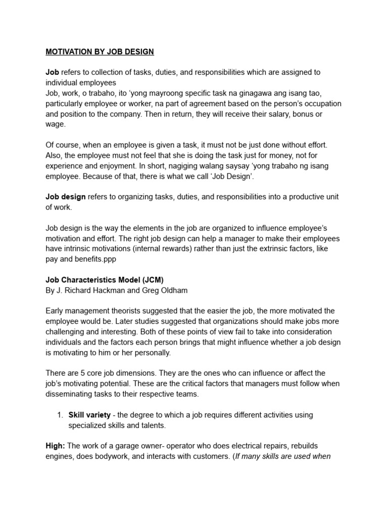 Motivation by Job Design | PDF | Motivational | Motivation