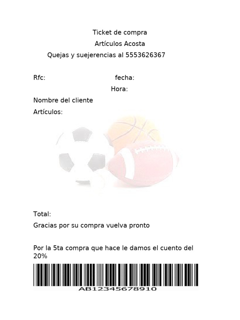 Ticket de Compra PDF Artículos Acosta | PDF