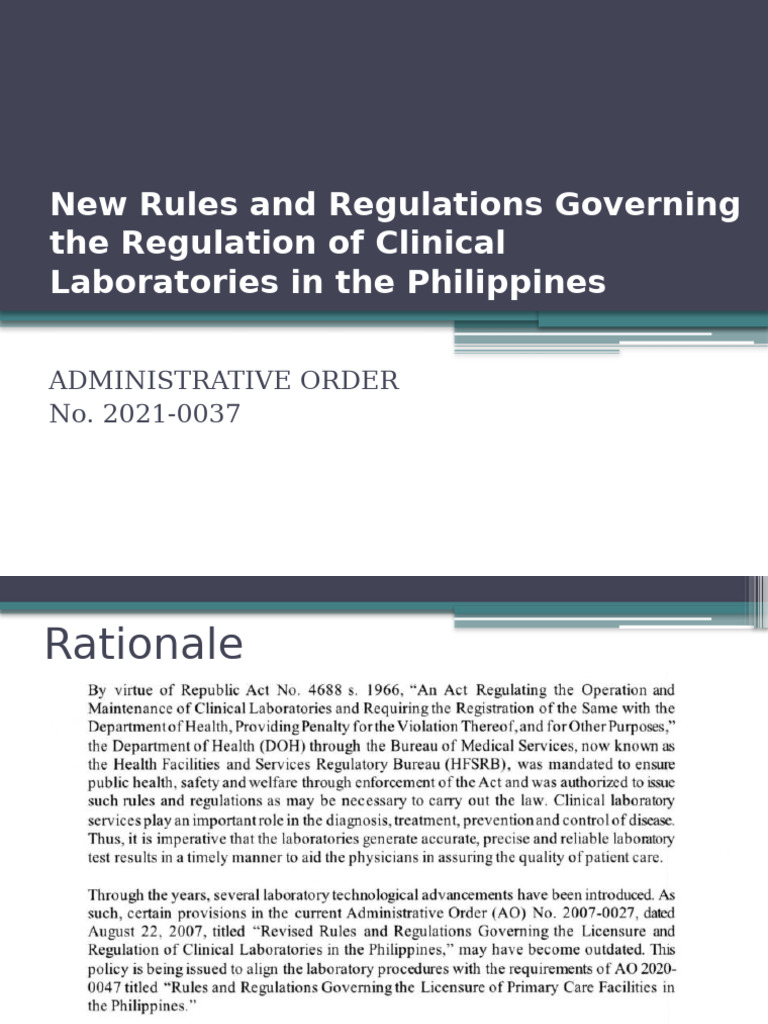New Rules and Regulations Governing The Regulation of Clinical ...
