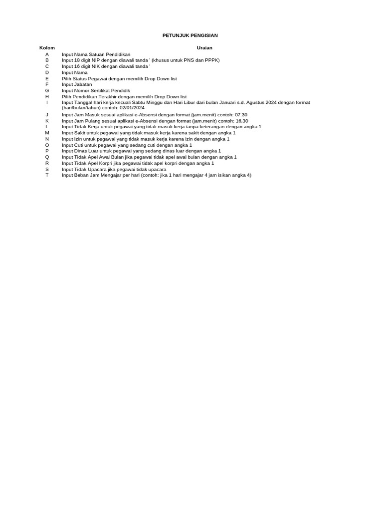 Panduan Pengisian E-Presensi SMAN 18 | PDF