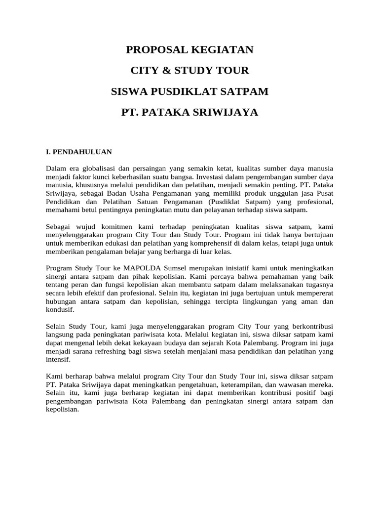 Proposal City & Study Tour | PDF