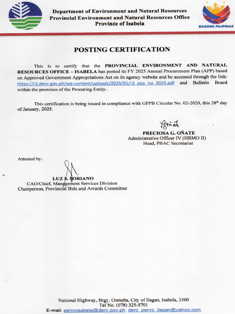 Posting Certification APP For FY 2025 | PDF