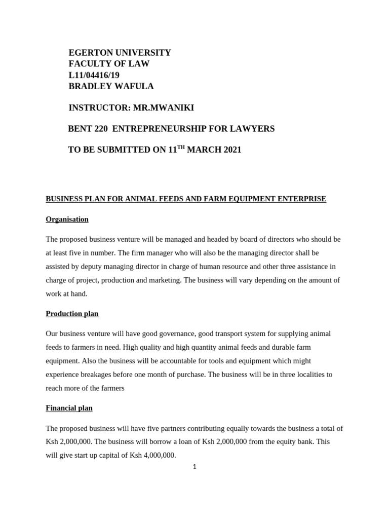 Business Plan for Daiwan Animal Feeds | PDF | Expense | Marketing