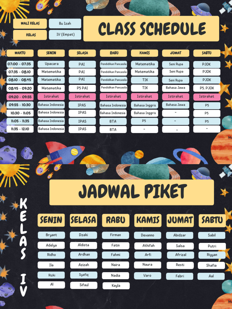 Dark Blue and Yellow Textured Style Science Class Schedule | PDF