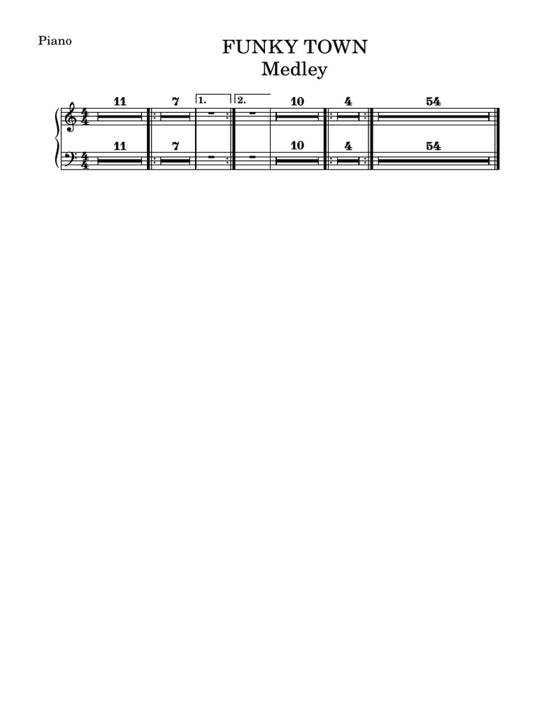 Funky Town Medley-Piano | PDF