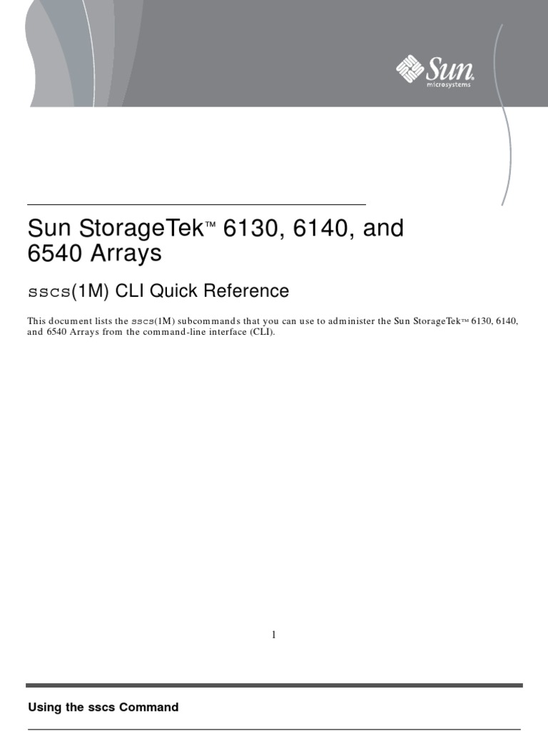 Sun StorageTek™ 6130, 6140, 6540 Quick Cli Guide | PDF | Command Line ...