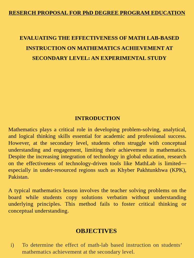 Evaluating The Effectiveness of Math Lab-Based Instruction On Mathematics Achievement at ...