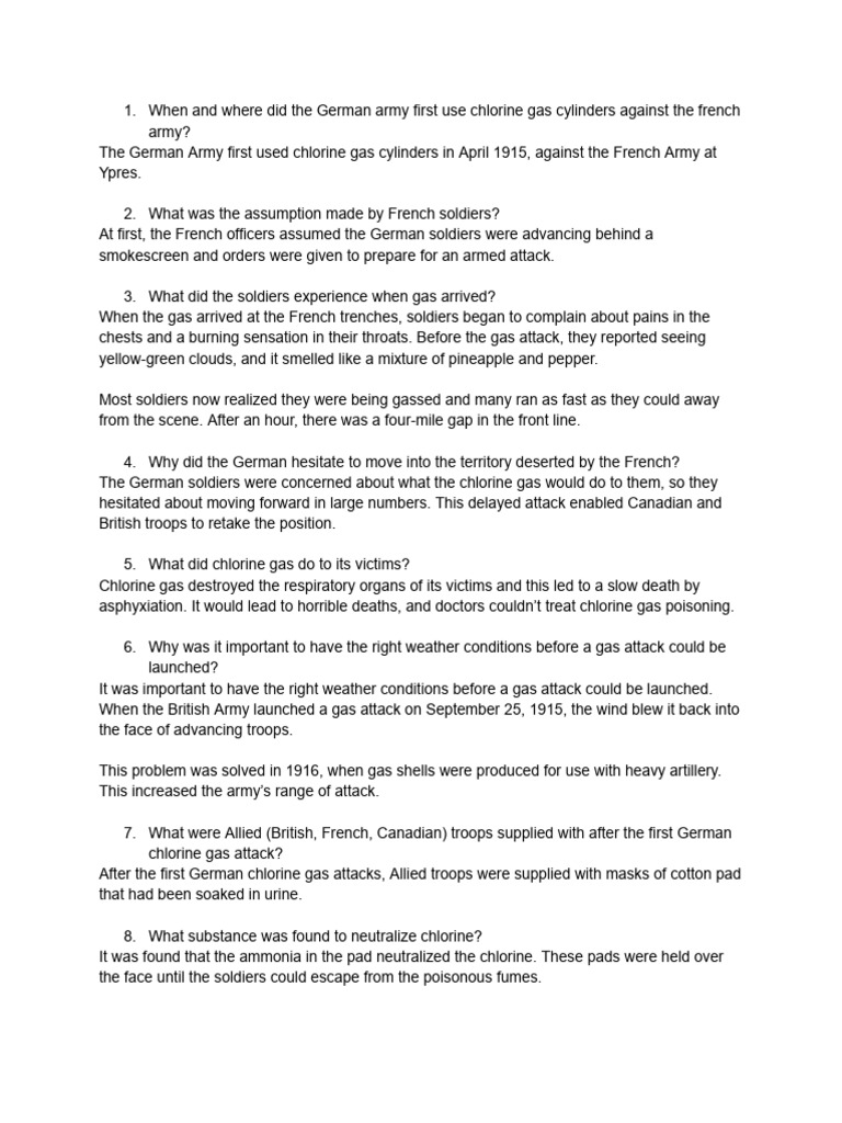 Ypres and the Use of Chlorine Gas.docx | PDF | Military Operations ...