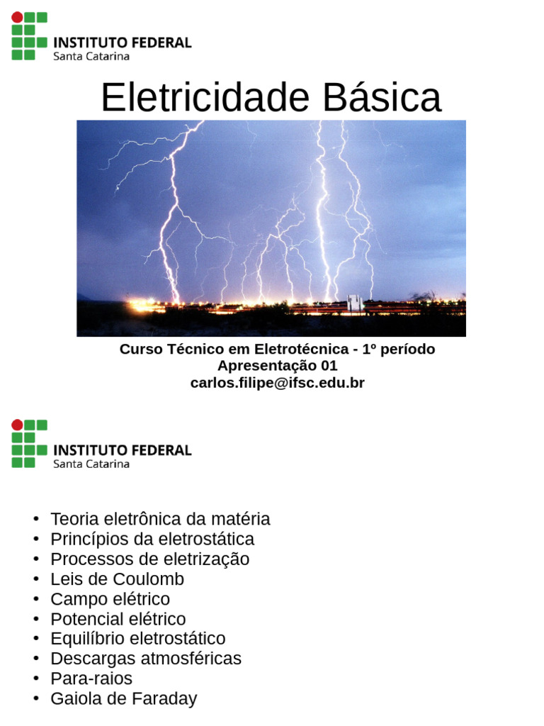 Eletrotecnica Eletricidade Basica 01 Eletroestatica 2024-1 | PDF ...
