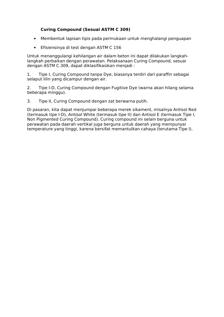 Curing Compound Sesuai ASTM C 309 | PDF | Teknologi & Rekayasa