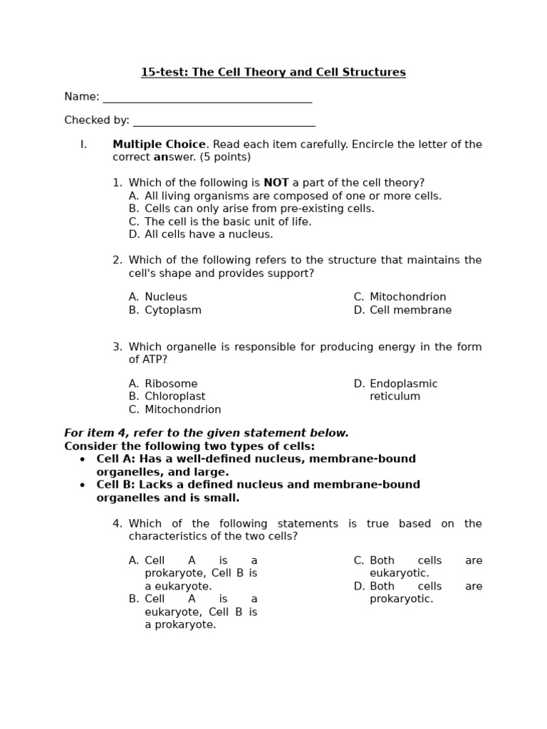 The Cell Theory and Cell Structures | PDF | Cell (Biology) | Organelle