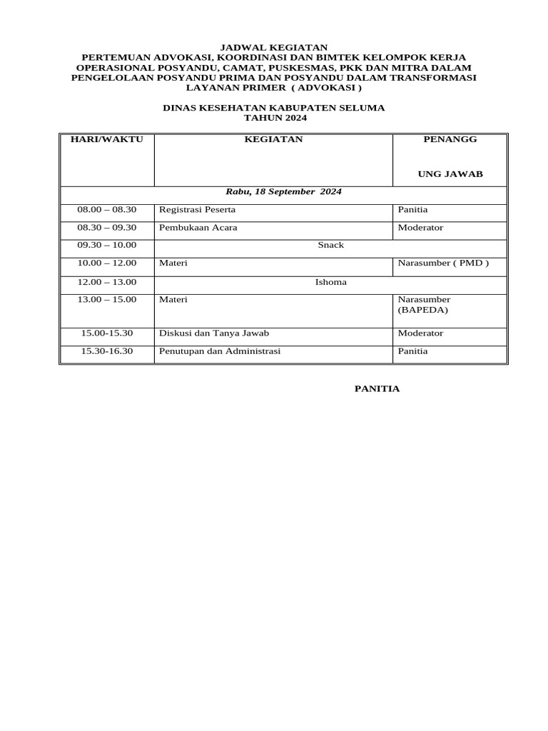 Rundown Kegiatan 1 | PDF