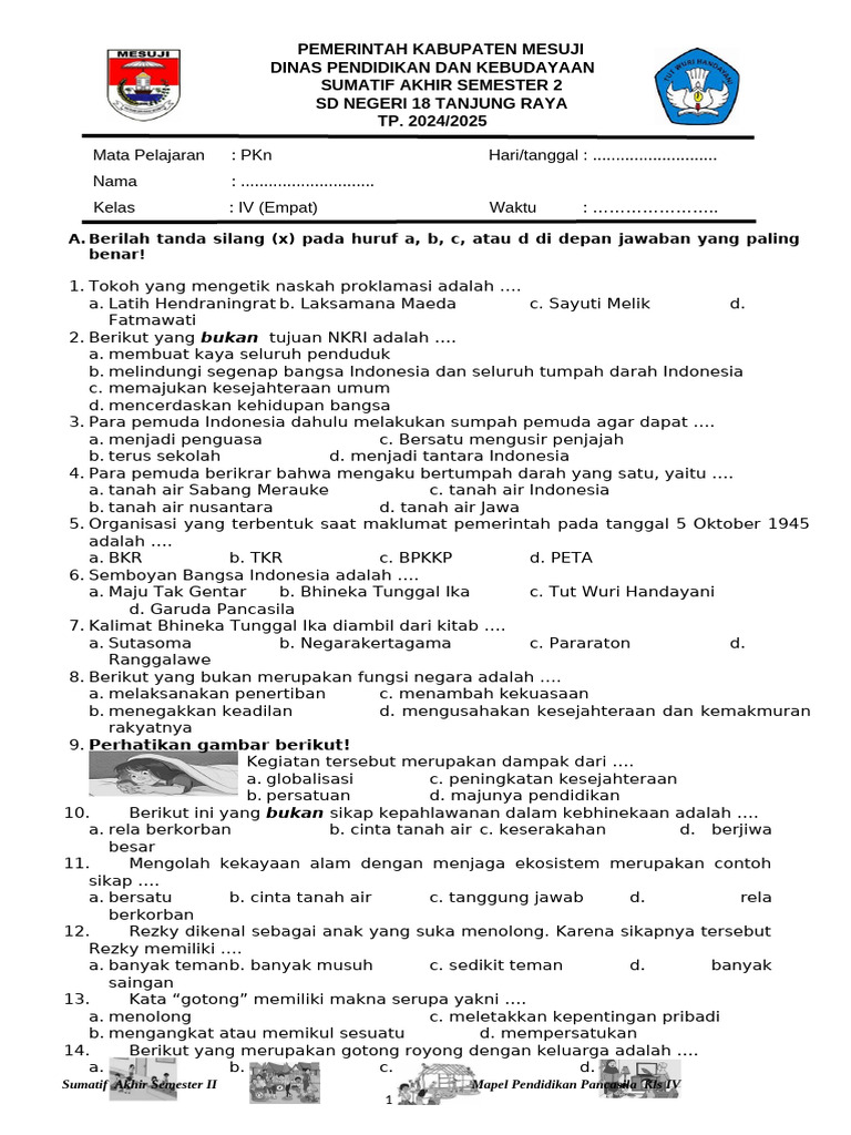 SAS Sem II Pend Pancasila Kelas 4 | PDF