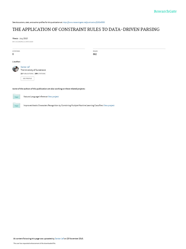 Jaf 2015 PHD Thesis | PDF | Parsing | Subject (Grammar)