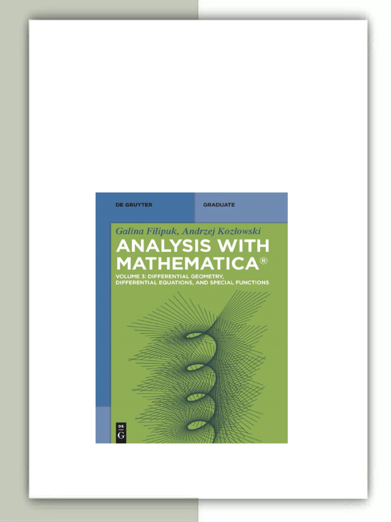 Analysis With Mathematica Vol 3 Differential Geometry Differential ...