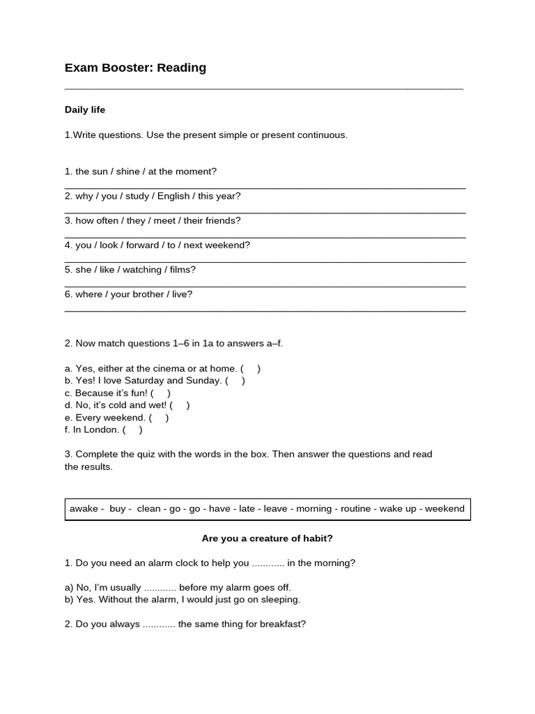 Exam Booster - Reading - Part 1 | PDF