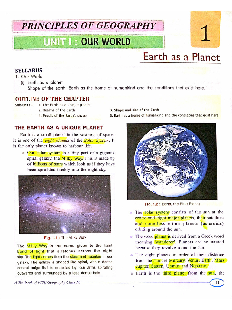 Geography Chapter - 1 Earth As A Planet | PDF