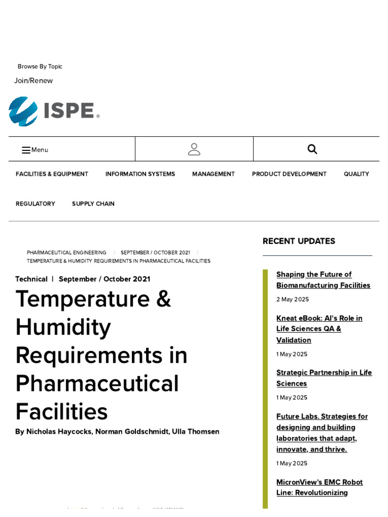 Temperature & Humidity Requirements in Pharmaceutical Facilities ...