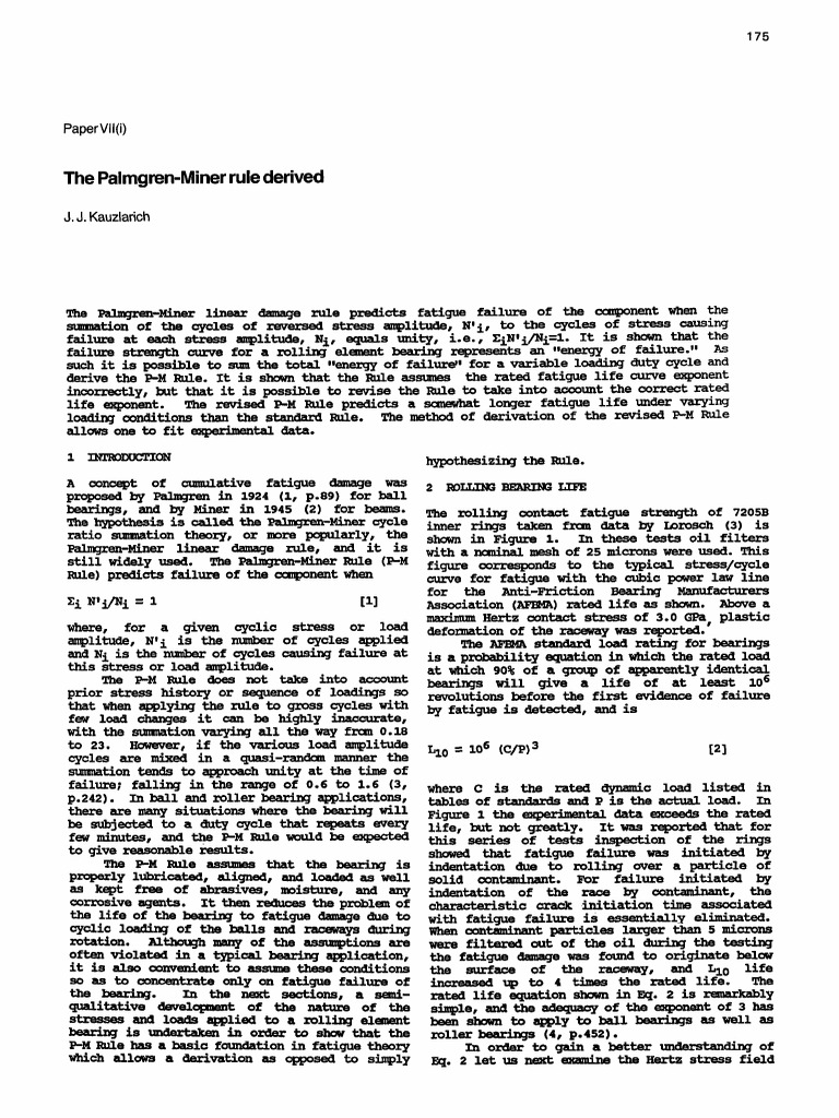 Kauzlarich - 1989 - The Palmgren-Miner Rule Derived-Annotated | PDF ...