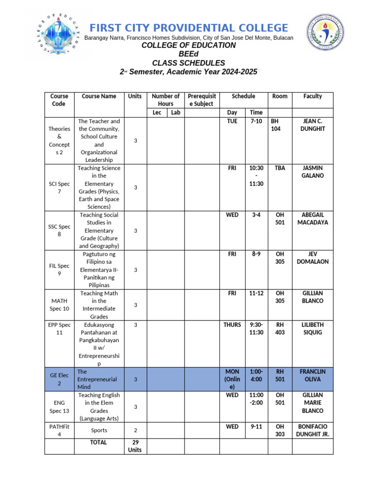 BEED SCHED | PDF | Science