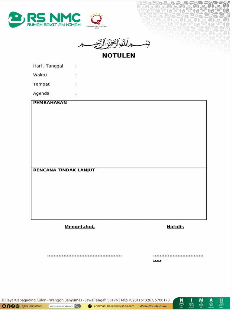 Notulen Rapat: Agenda dan Tindak Lanjut | PDF