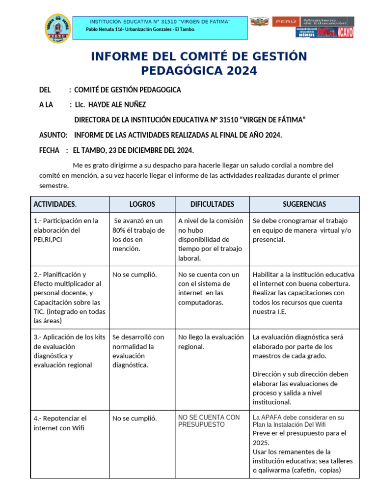 Informe 001 CGP - Finalizado | PDF