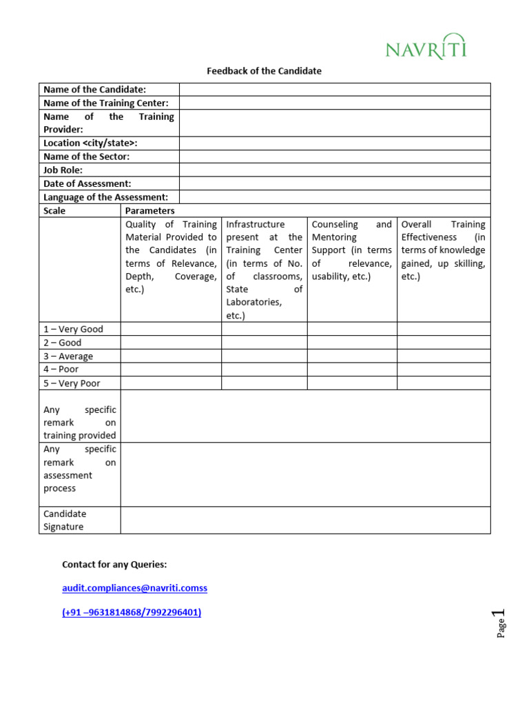 Candidate Feedback Form Updated | PDF